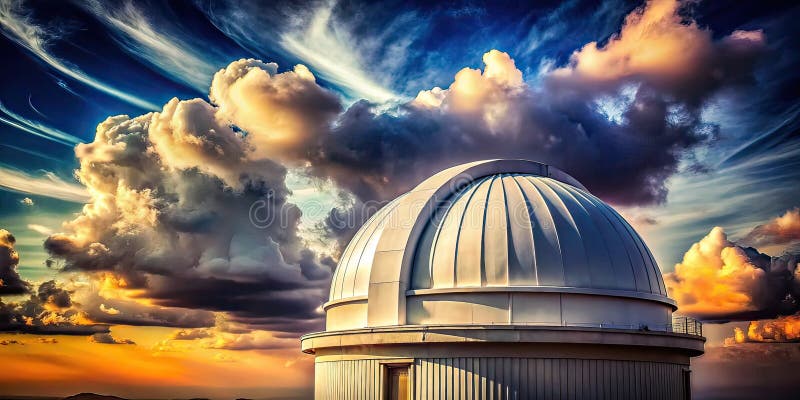 A Glimpse into the Cosmos a Stunning Modern Observatory Dome Against a ...