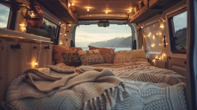 A Glimpse into the Cozy and Practical Interior of a Camper Van or ...