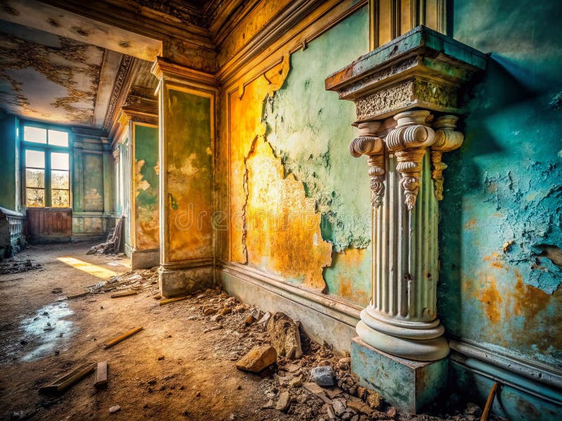 A Glimpse into Decaying Splendor Exploring the Ornate Interior of an ...