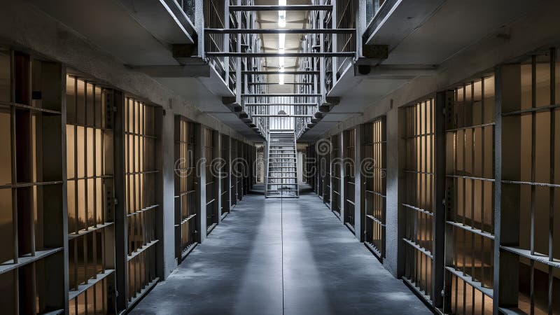 A Glimpse Down a Row of Jail Cells Stock Image - Image of imprisoned ...