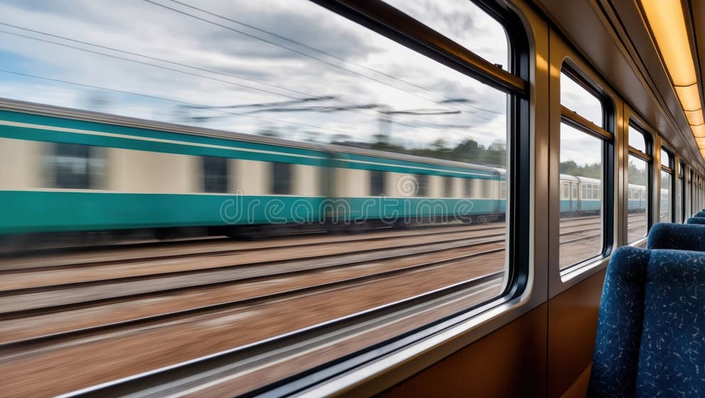 Express Train Ride View. Motion Blur Captures Speed and Journey through ...