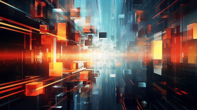 Glimpse of the Future in Abstract Digital Art Stock Illustration ...