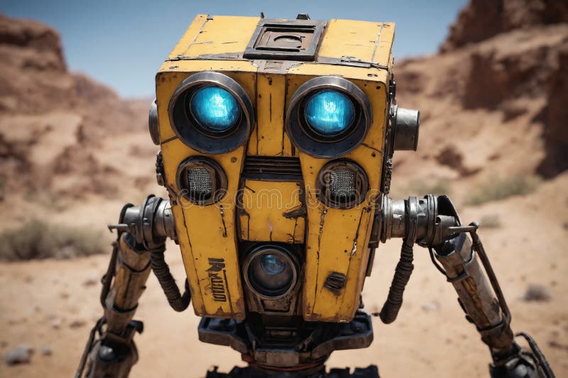 A Glimpse into the Future: Humanoid Robot Exploring the Desert Stock ...