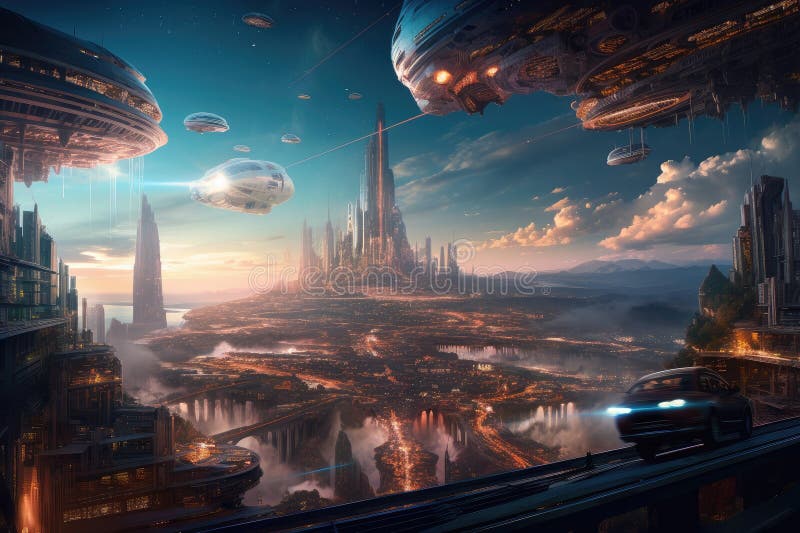 Glimpse of Galactic City, with Futuristic Transportation System and ...