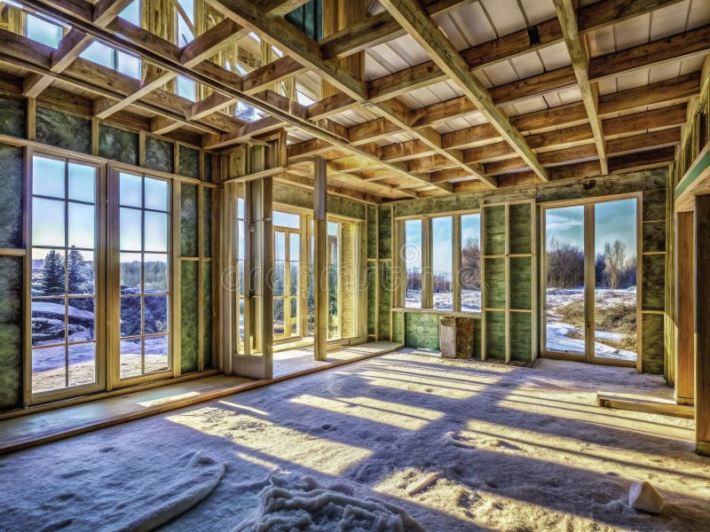 Winter Home Construction Progress Unfinished Interior Showing ...