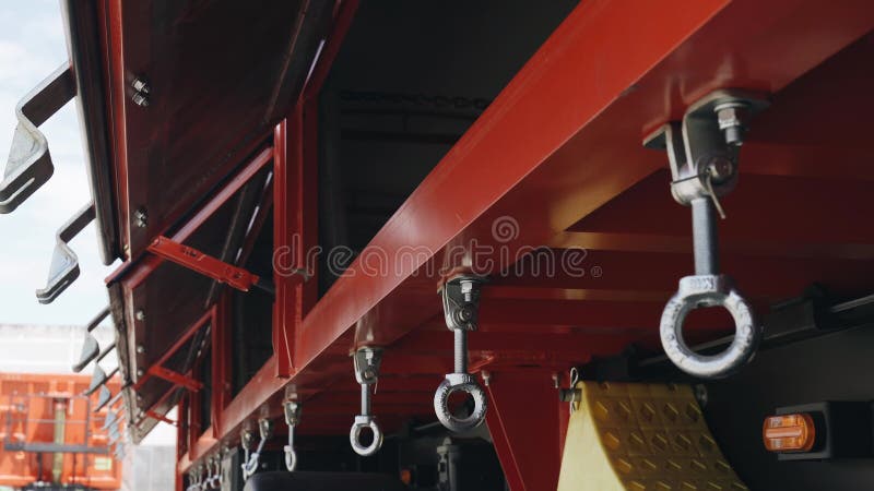 A Glimpse Inside a Semi-Trailer S Cargo Hold: Sleek Metal Rings and ...