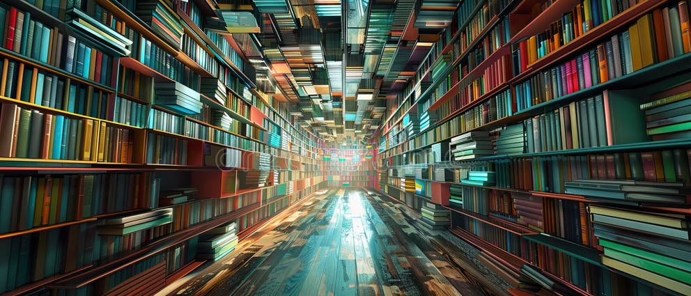 A Glimpse of Knowledge: the Endless Aisle of a Bookstore Stock ...