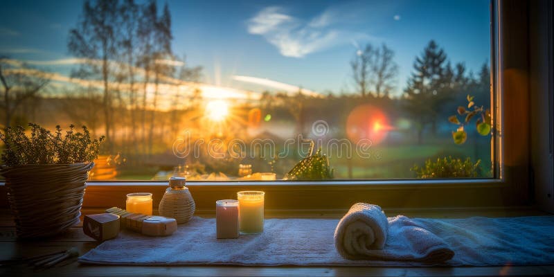 A Glimpse of Morning Sun through a Window. Generative AI Stock ...