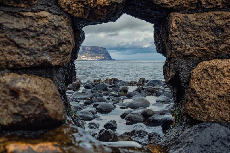 A Glimpse into the Ocean through a Natural Opening in a Rocky ...
