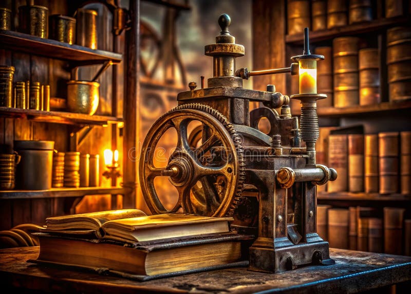 Past Antique Book Press Machine Stock Illustrations – 12 Past Antique ...
