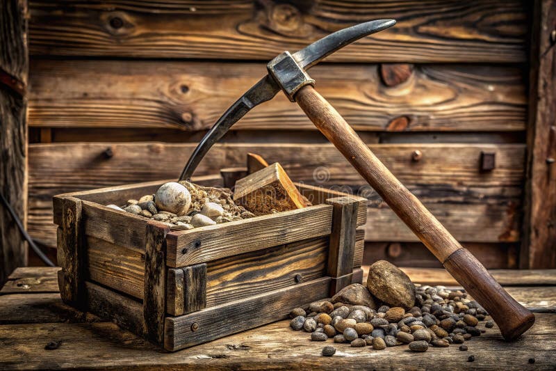 Past Antique Wooden Mining Crate Tools Stock Illustrations – 1 Past ...