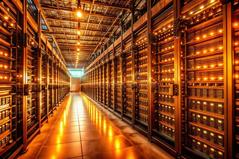 A Glimpse into the Past Illuminated Server Racks of a Vintage Data ...