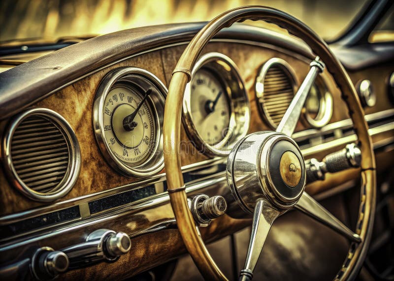 A Glimpse into the Past Vintage Car Dashboard CloseUp Showcasing ...