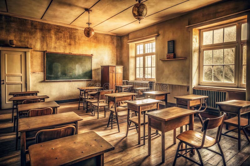 A Glimpse into the Past a Vintage Empty Classroom Evoking Nostalgia and ...