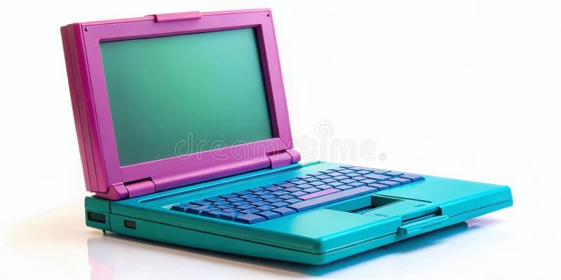 A Glimpse into the Past Vintage 90s Laptop a Retro Computer Icon Side ...