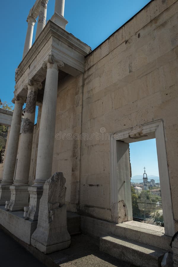 Glimpse of Plovdiv through Window of Its Ancient Roman Stadium ...