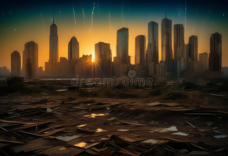 A Glimpse into a Post-Apocalyptic Dreamscape Stock Illustration ...