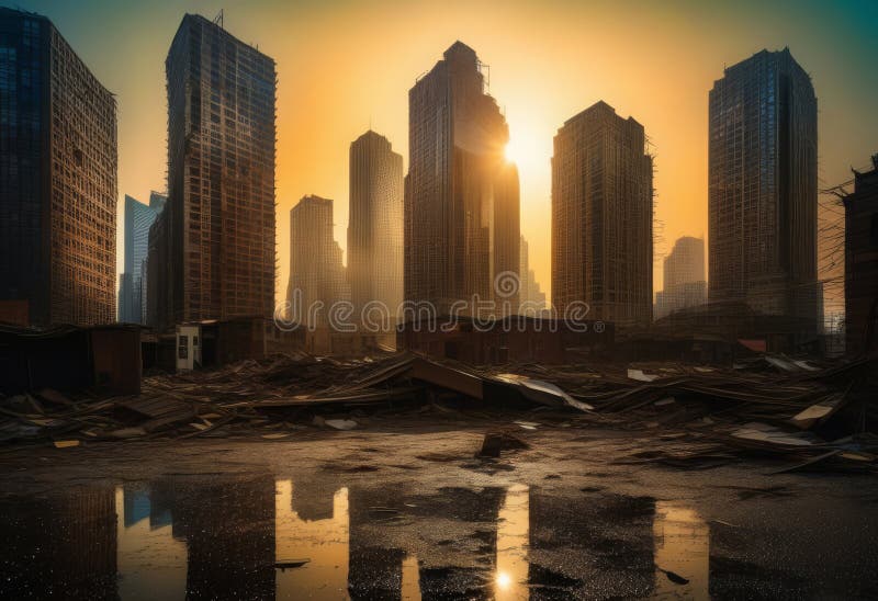 A Glimpse into a Post-Apocalyptic Dreamscape Stock Illustration ...