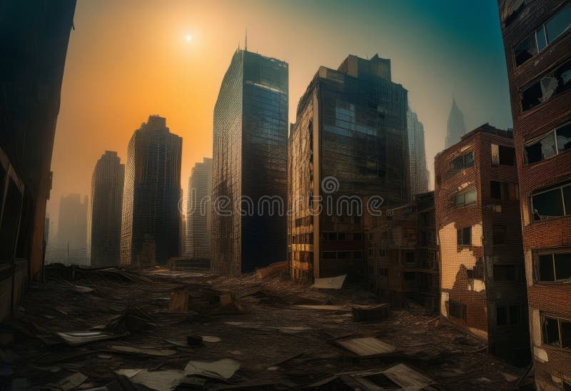 A Glimpse into a Post-Apocalyptic Dreamscape Stock Illustration ...