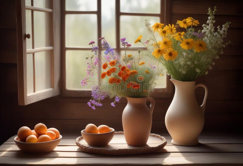 A Glimpse of Slavic Folklore in a Rustic Kitchen Scene Stock ...