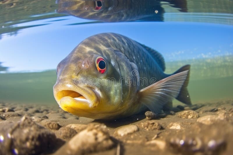 A Glimpse of a Sunfish from a Freshwater Lake Edge Stock Illustration ...