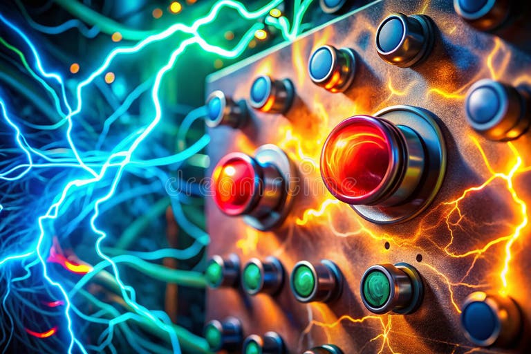 A Glimpse into a Surreal Electric Control Panel Intricate Glowing ...