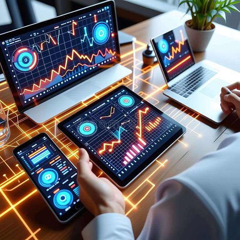 Human Hands Controlling an AI-powered Device. AI-generated Image. Stock ...