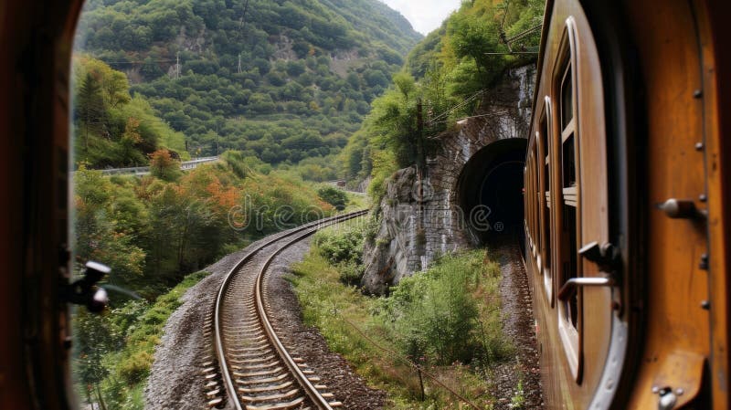 A Glimpse of the Train Can Be Seen through the Opening of the Narrow ...