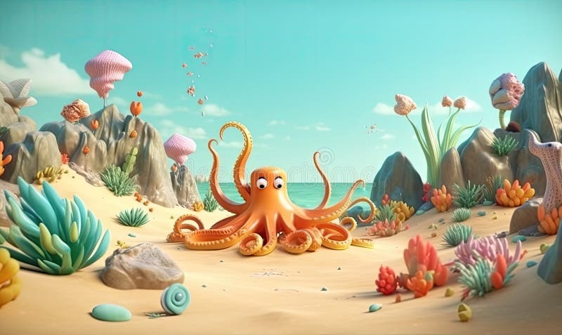 Glimpse into the Underwater World of Vibrant Coral and Stunning Octopus ...