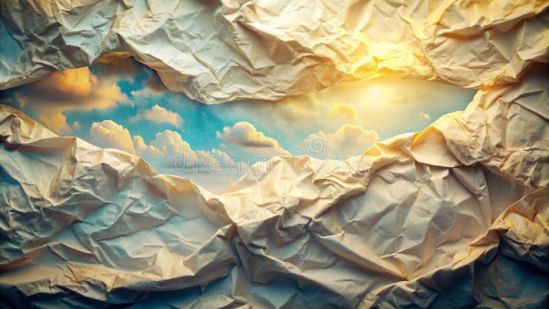 A Glimpse of a Vibrant Sky through Crumpled Paper, Revealing a Hopeful ...