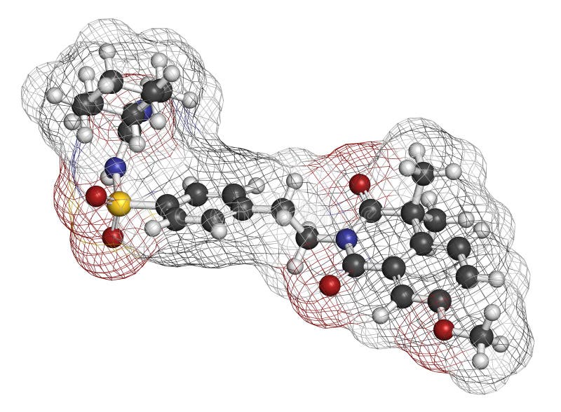 Gliquidone Diabetes Drug Molecule. Skeletal Formula. Stock Illustration ...