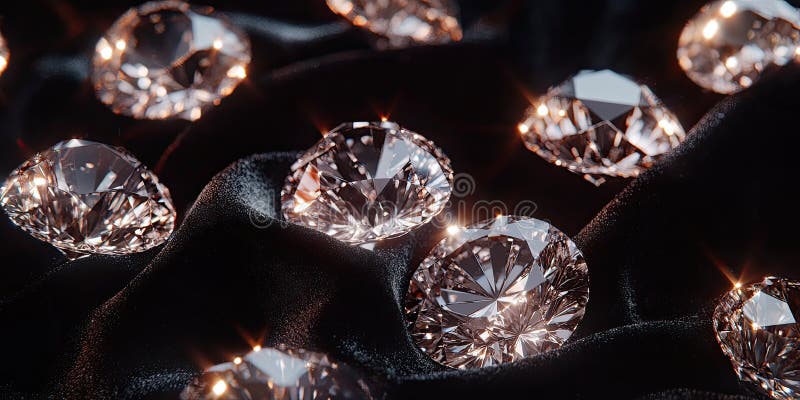 Glistening Diamonds on a Black Velvet Surface Creating a Luxurious and ...