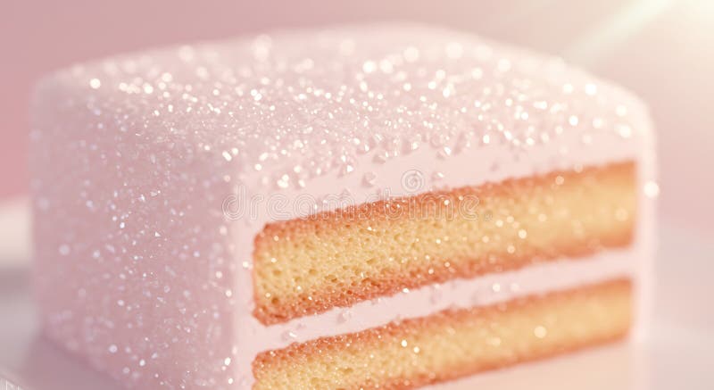 A Glistening Pink Sponge Cake Slice Under Soft Lighting - Generated ...