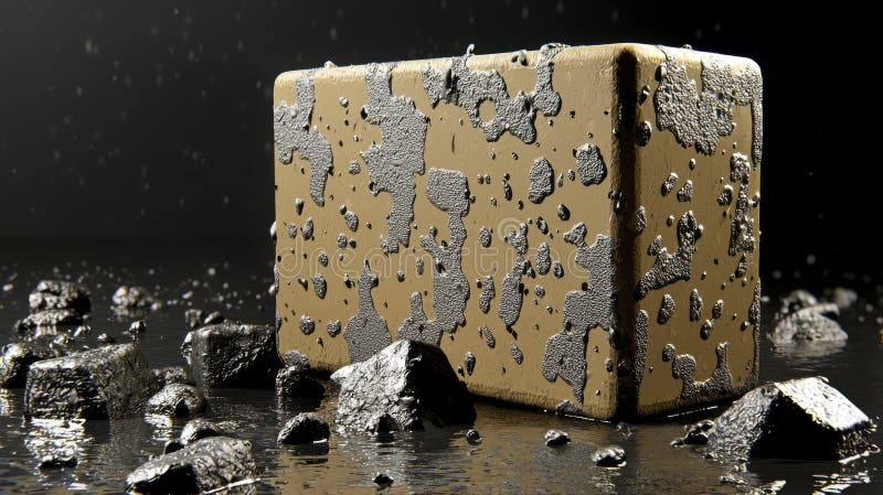 Glistening Rectangular Object in Dark Setting Stock Illustration ...