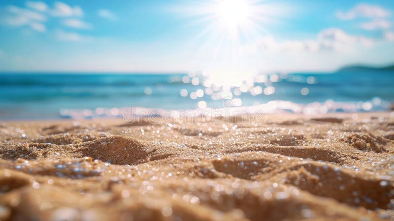 Glistening Sand and Sparkling Sea on a Beach Day Stock Illustration ...