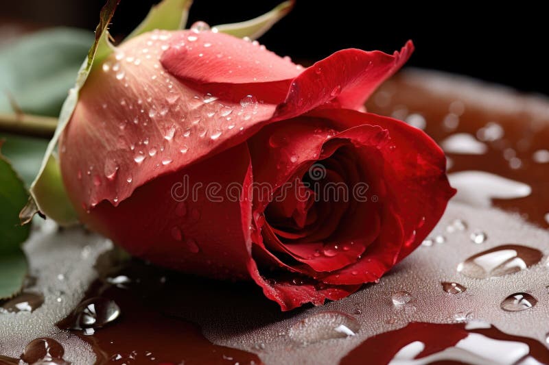 Glistening Tears on a Single Rose Petal Stock Photo - Image of sadness ...