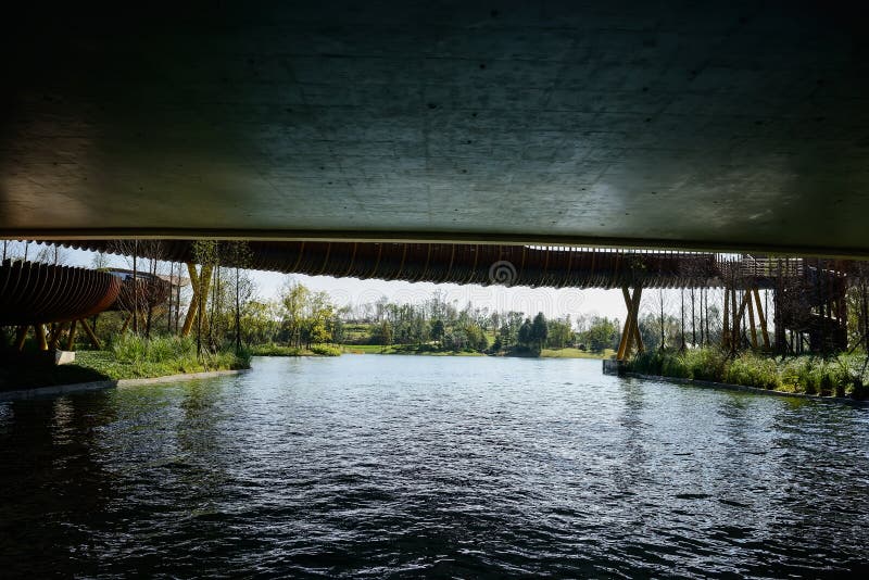 Glistening Water Surface Under Bridge Stock Image - Image of glisten ...