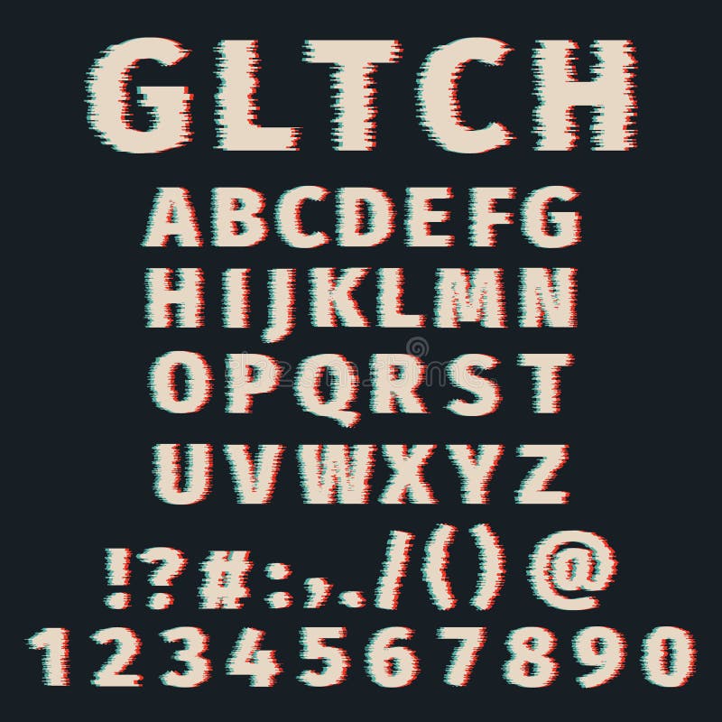 Glitch Alphabet Distorted Font Letters and Numbers. Vector Set with ...