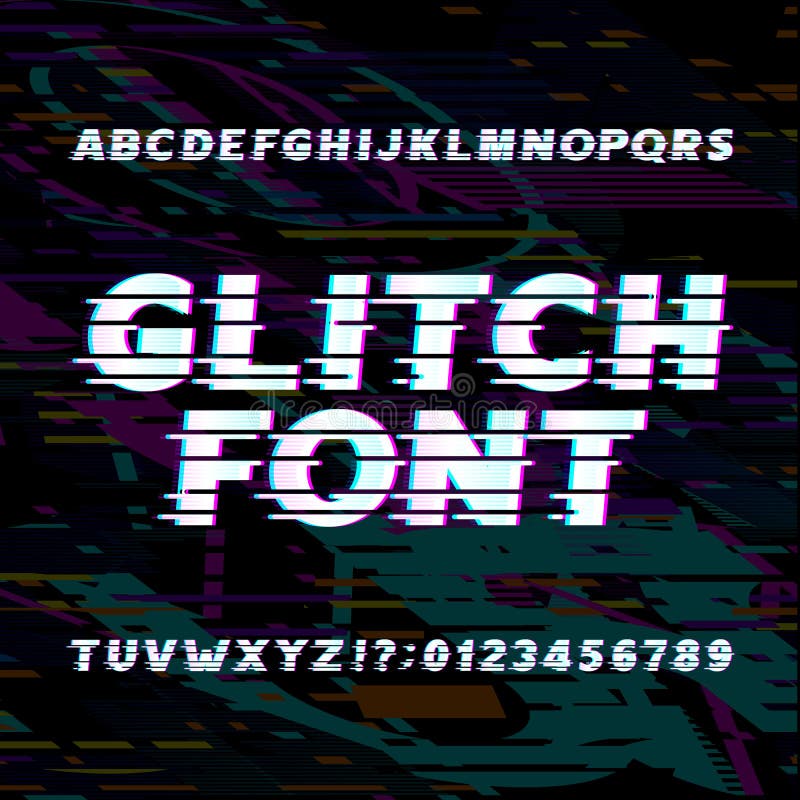Glitch Alphabet Font. Pixel Distorted Letters and Numbers Stock Vector ...