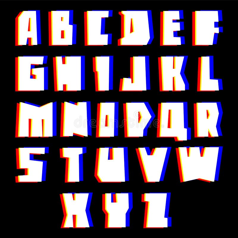Glitch Alphabet Letters and Numbers with Effect Stock Vector ...