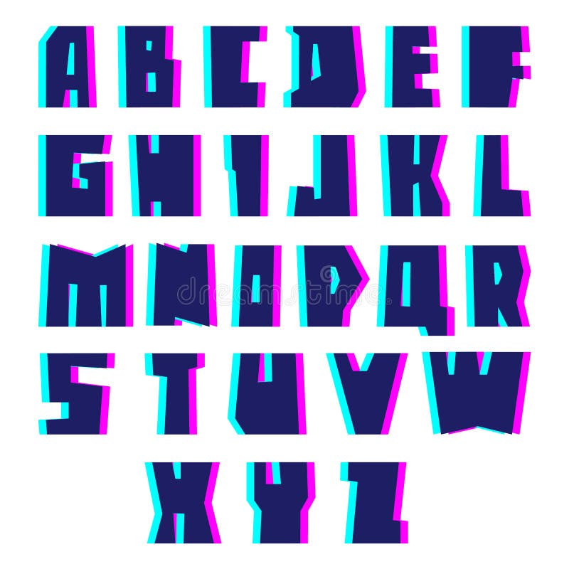 Glitch Alphabet Letters and Numbers with Effect Stock Vector ...