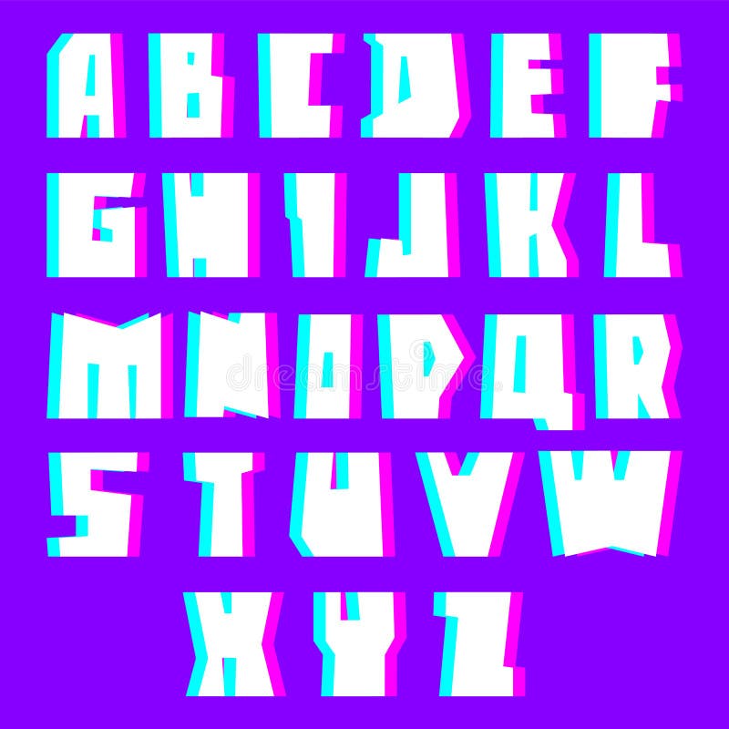 Glitch Alphabet Letters and Numbers with Effect Stock Vector ...