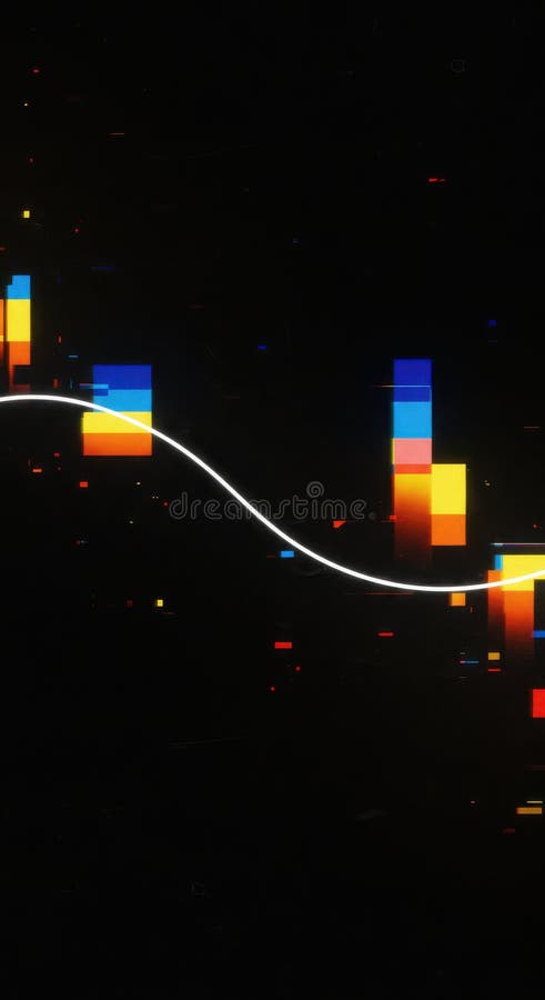 Glitch Art Data Visualization, Bright Pixel Blocks and White Line on ...