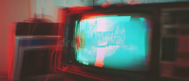 Glitch Art with Digital VHS Distortion Effect on Retro Television ...