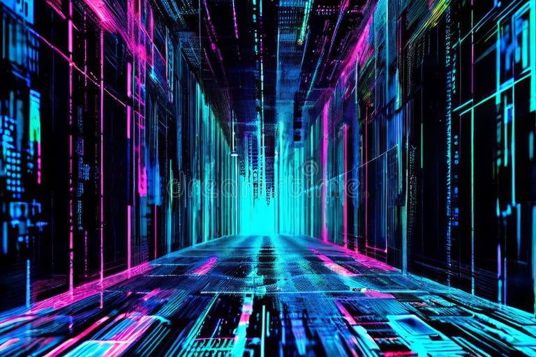 Glitch Art a Distorted Glitchy Matrix Code Art Piece Stock Illustration ...