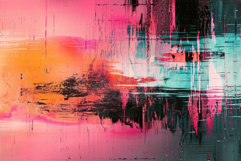 Glitch Art Exhibiting Digital Distortions and Visual Anomalies Stock ...