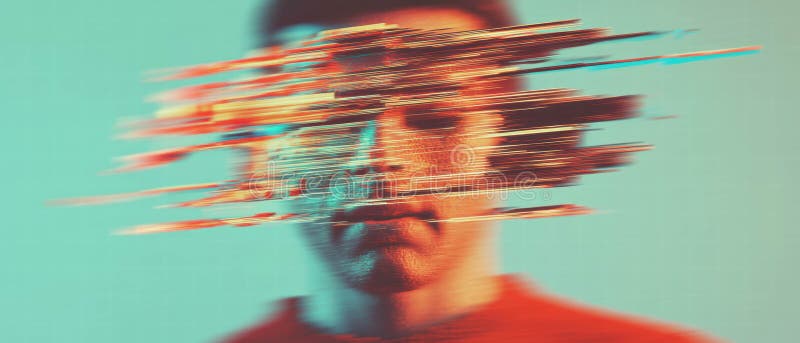 Glitch Art Featuring a Distorted 3D Render of a Fragmented Human Model ...