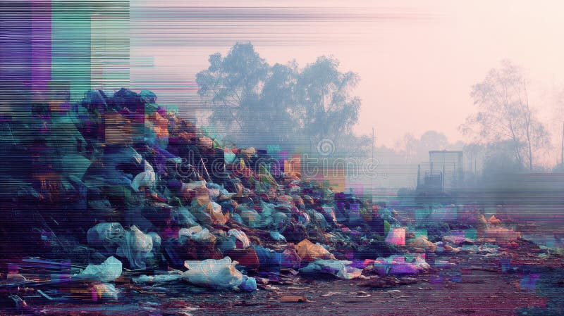 Glitch Art Representation of a Trash Pile Illustrating the Effects of ...