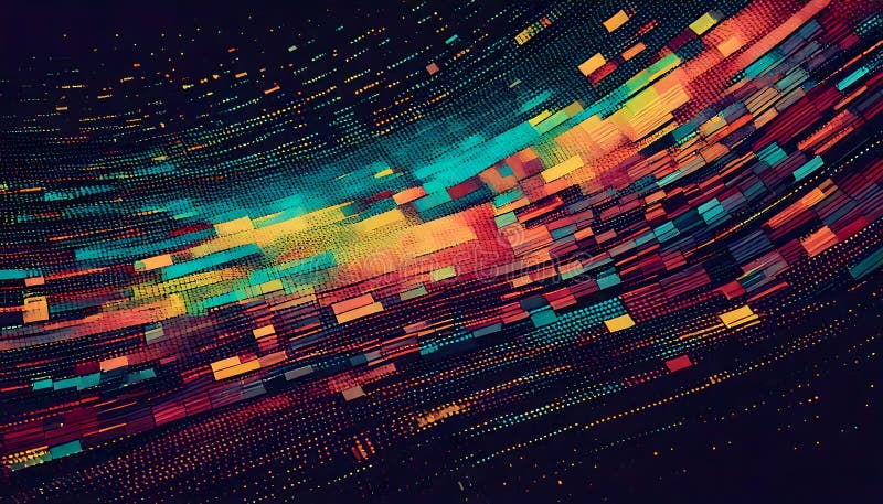 Glitch Art Stippled Dotwork Dynamic Flow Lines Abstract Background in ...