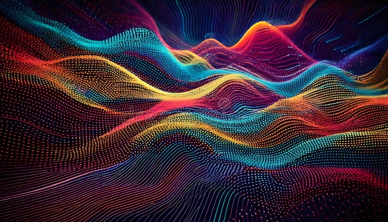 Glitch Art Stippled Dotwork Dynamic Flow Lines Abstract Background in ...